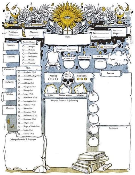 Dandd Character Sheets Printable Character Sheets Glory Theme Etsy Uk