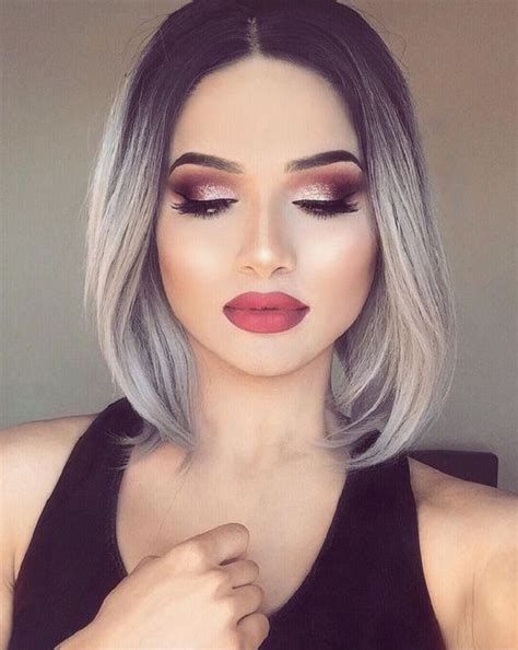 папальный омбре на тёмные короткие волосы Grey Ombre Hair Ombre Hair Ombre Hair Color