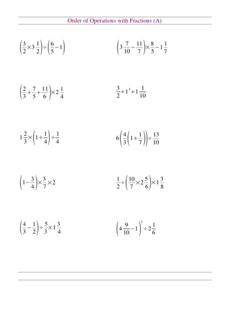 Order Of Operations And Fractions
