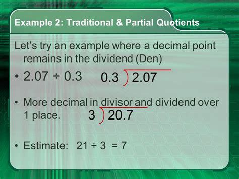 Partial Quotients Decimals