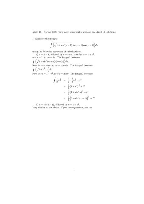 Single Variable Calculus I Solved Assignment Math 101 Docsity
