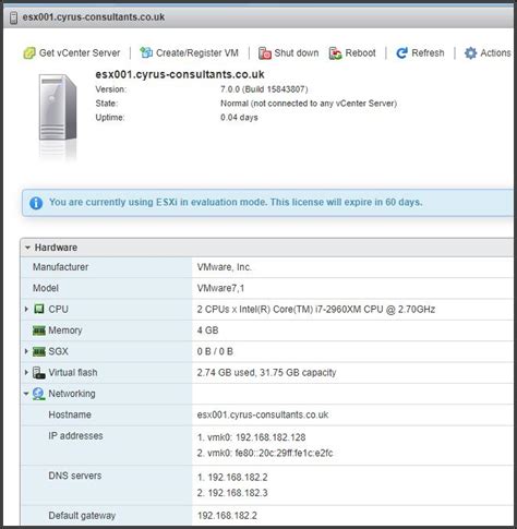 How To Connect To The Vmware Vsphere Hypervisor 7 0 Esxi 7 0 Using The Vsphere Html5 Web