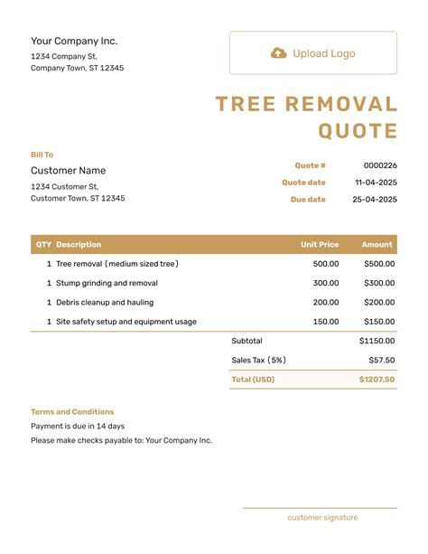 Free Tree Removal Quote Template Docelf Com