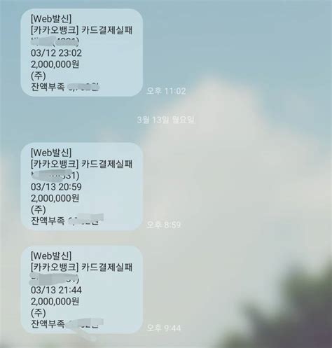 카드 결제 실패 문자가 자꾸와 인스티즈instiz 일상 카테고리