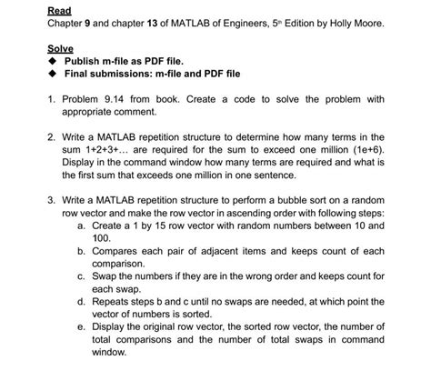 Read Chapter 9 And Chapter 13 Of Matlab Of Engineers
