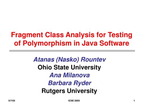 Ppt Fragment Class Analysis For Testing Of Polymorphism In Java