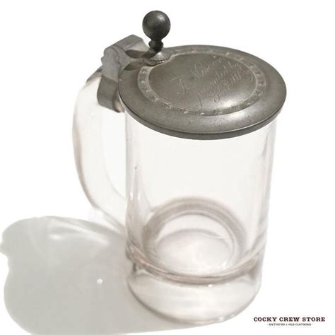 ～1900s Antique Glass Mug With Petwer Lid Cocky Crew Store Antiques