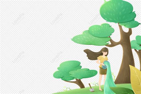 Girl Planting Tree Girl Vegetation Green Home PNG Transparent Background And Clipart Image
