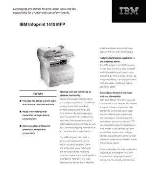 Fillable Online IBM Infoprint 1410 MFP IBM Printer Outlet Fax Email Print PdfFiller