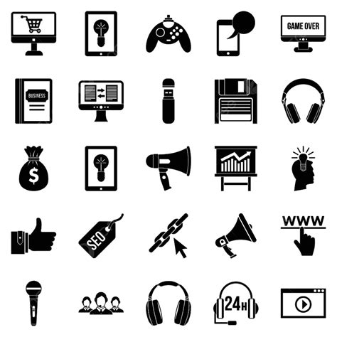 Conjunto De ícones De Desenvolvimento Móvel Png Preto Propaganda
