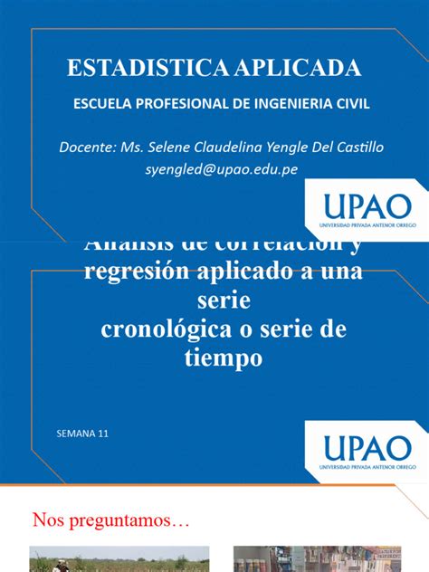 S11 Ppt Analisis De Correlacion Y Regresion Para Series Cronologicas Pdf Análisis De