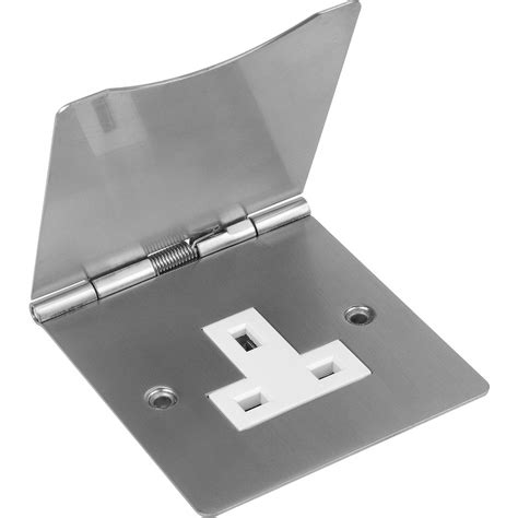 Floor Socket 1 Gang 13a Satin Chrome Nicos Fotsios Ltd