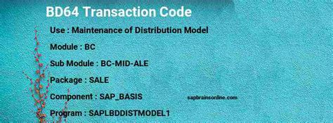 BD64 SAP Tcode For Maintenance Of Distribution Model