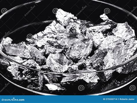 Chromium Fragments Industrial Use Ore Metallic Chemical Element Isolated On Black Background