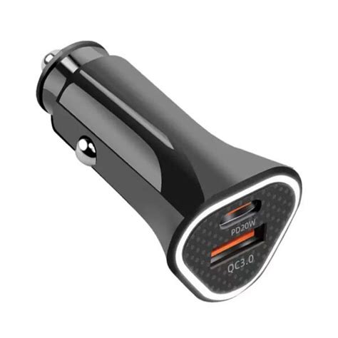 W Dual Usb Type C Fast Car Charger Black Igen Mobility