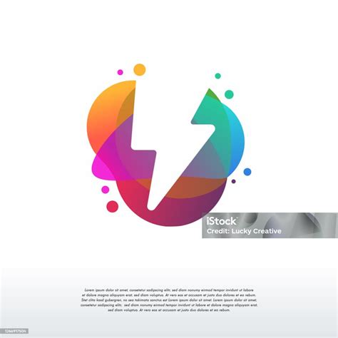 다채로운 천둥 볼트 로고 벡터 전기 로고 디자인 템플릿 디자인 개념 로고 템플릿에 대한 로고 타입 요소 권위에 대한 스톡 벡터