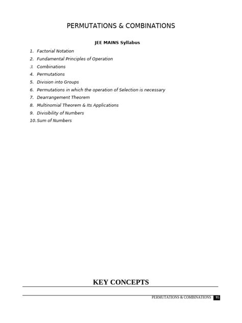 4 Permutation And Combinations Key Concept Pdf Permutation Group