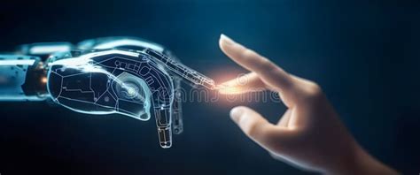 Human And Robotic Hand Touching Fingers Connecting Together Ai Concept Human And Robot