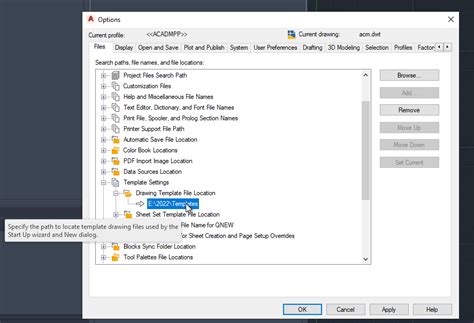 How To Set The Drawing Template File Location In AutoCAD