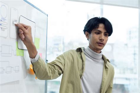 Team Of Ux Developer And Ui Designer Brainstorming Interface Wireframe Design Creative Digital