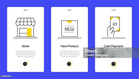 플랫 아이콘이 있는 모바일 앱 페이지 화면을 켜고 쇼핑 및 소매 개념 Ux Ui 디자인 템플릿 벡터 일러스트레이션 0명에 대한 스톡 벡터 아트 및 기타 이미지 Istock