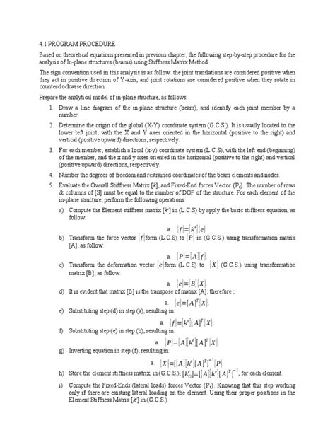 Program Procedure Kassimali Pdf Matrix Mathematics Cartesian Coordinate System
