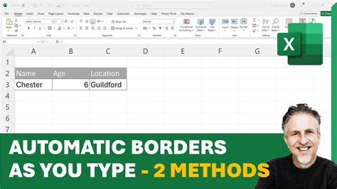 Make Borders Automatically Appear As You Input Data In Excel 2 Methods Youtube