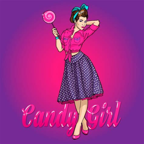 Pin De Rokabilly Candy Girl Vetor Premium