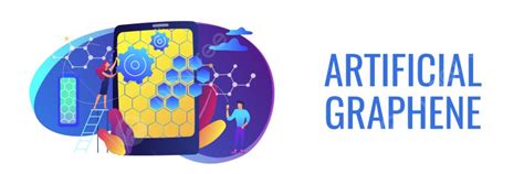 스마트폰 배너를 위한 그래핀 원자 구조를 가진 작은 사람들 과학자들 템플릿 Psd 다운로드 디자인 자료 다운로드