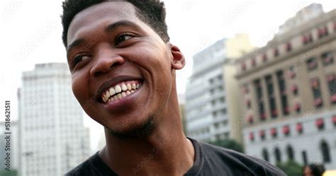 African Black Man Smiling And Laughing Outside Real Authentic People