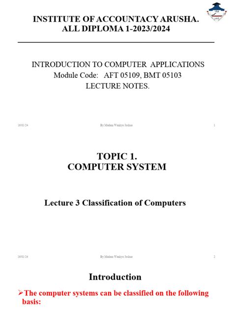 Lecture 3 Classification Of Computers Pdf