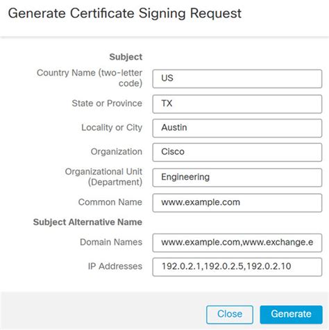 Generating An Server Certificate Signing Request