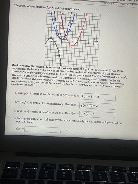 Solved The Graphs Of ﻿four Functions F G H ﻿and I Are Shown