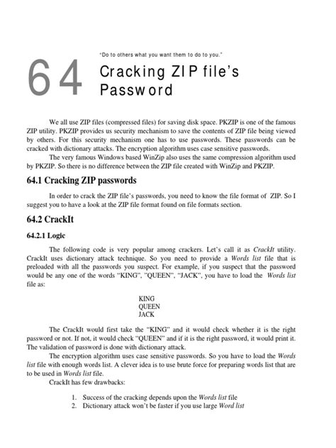 Cracking Zip File S Password Pdf Zip File Format Areas Of