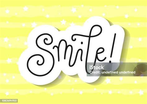 검은 종이에 미소의 현대 필기 서 예 글자 노란색 배경 스타일 컷 검은색에 대한 스톡 벡터 아트 및 기타 이미지 검은색 그림자 긍정적인 감정 표현 Istock