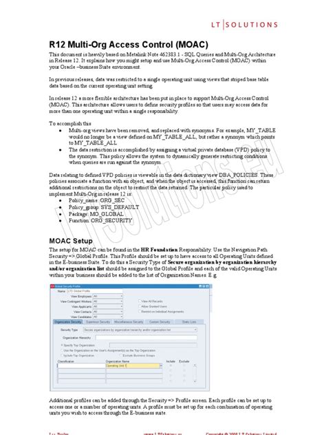 R12 Multi Org Access Control Pdf Oracle Database Databases