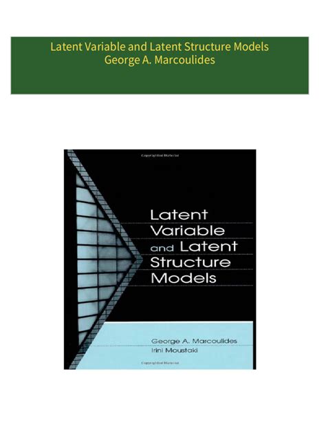 Where Can Buy Latent Variable And Latent Structure Models George A Marcoulides Ebook With Cheap