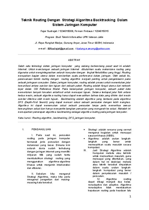 Doc Teknik Routing Dengan Strategi Algoritma Backtracking Dalam