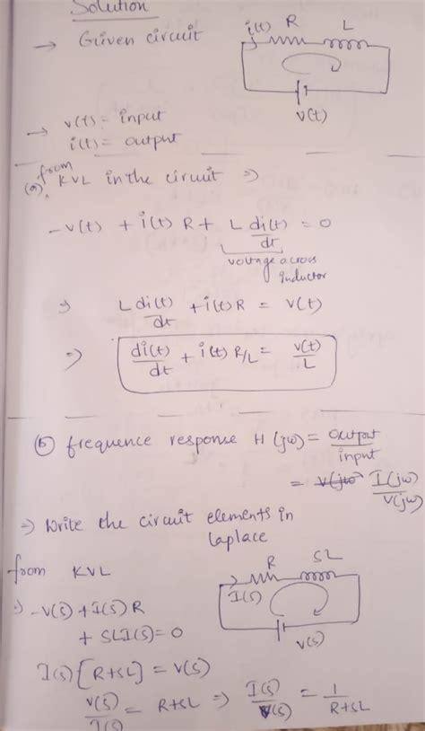 consider a causal lti system implemented as the rl circuit shown below