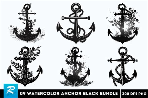 Anchor Black Silhouette Clipart Bundle Afbeelding Door Regulrcrative