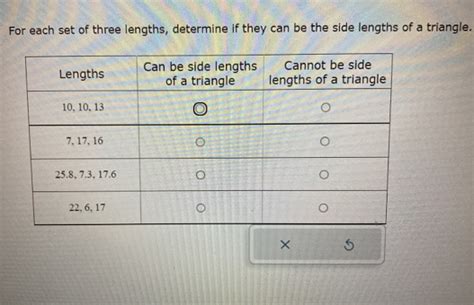 Solved For Each Set Of Three Lengths Determine If They Can Be The