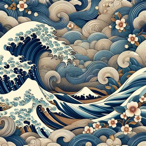 Wave Pattern Inspired By Traditional Japanese Wave Motifs Pht Stock Illustration Illustration