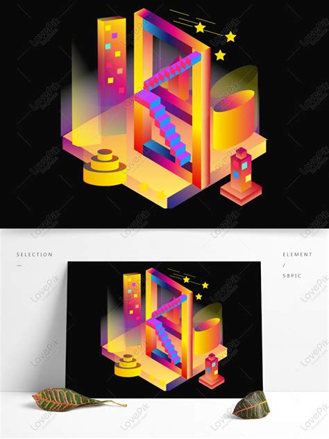 25d 디지털 8 요소 별이 빛나는 하늘 노을 미래 지향적 인 도시 일러스트 Png 및 벡터 이미지 무료 다운로드 Lovepik