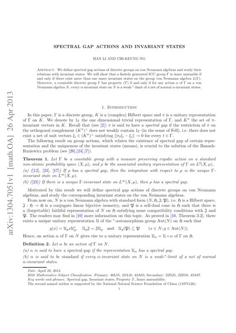 Pdf Spectral Gap Actions And Invariant States