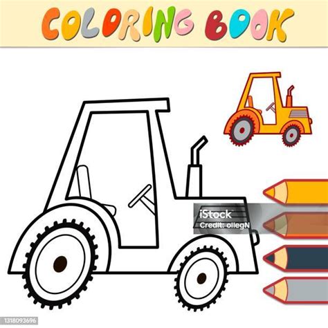 아이들을위한 색칠 공부 책이나 페이지 트랙터 흑백 벡터 0명에 대한 스톡 벡터 아트 및 기타 이미지 0명 검은색 드로잉 Istock
