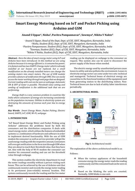 Irjet Smart Energy Metering Based On Iot And Pocket Picking Using