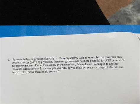 Solved 5 Pyruvate Is The End Product Of Glycolysis Many