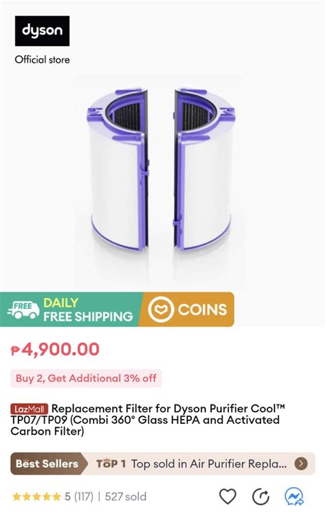 Dyson Tp07 Tp09 Filter Tv And Home Appliances Other Home Appliances On Carousell