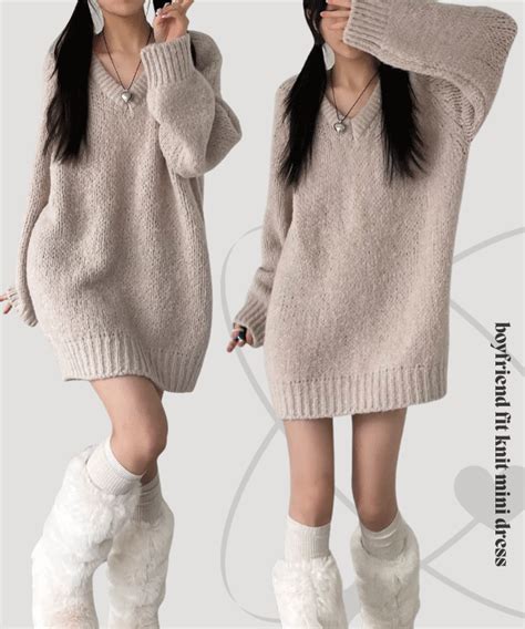 [알파카 폭닥 ] 포근한 니트 브이넥 울 알파카 루즈핏 롱니트 연말룩 니트 미니 원피스 에이블리