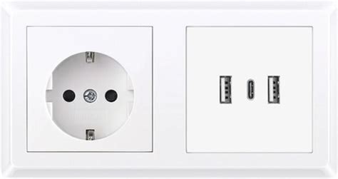 Dubbel USB Stopcontact Wit Met 2 X USB A 1 X USB C Inbouw 3 4A Bol